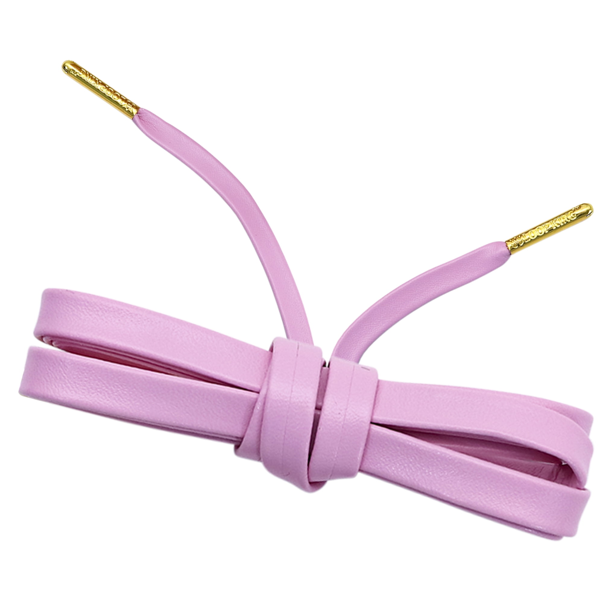 Loop King Laces 1 Pair Luxury Leather Light Pink Shoe Laces with Gold ...