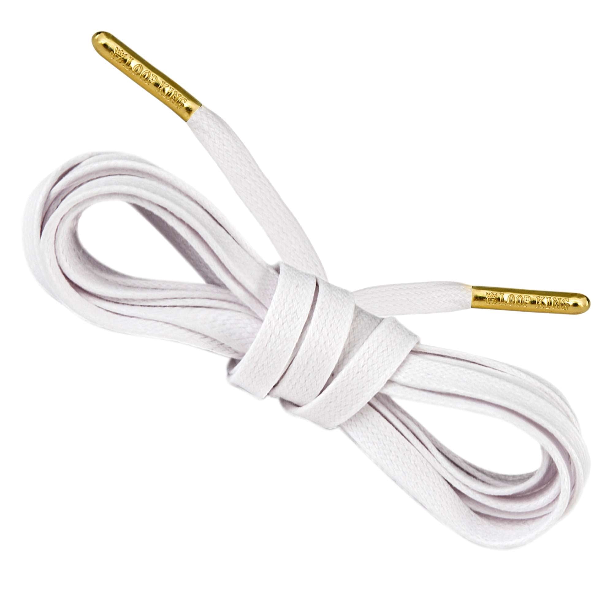 Loop King Laces Flat Waxed Shoe Laces with Metal Aglet Tips for Men ...