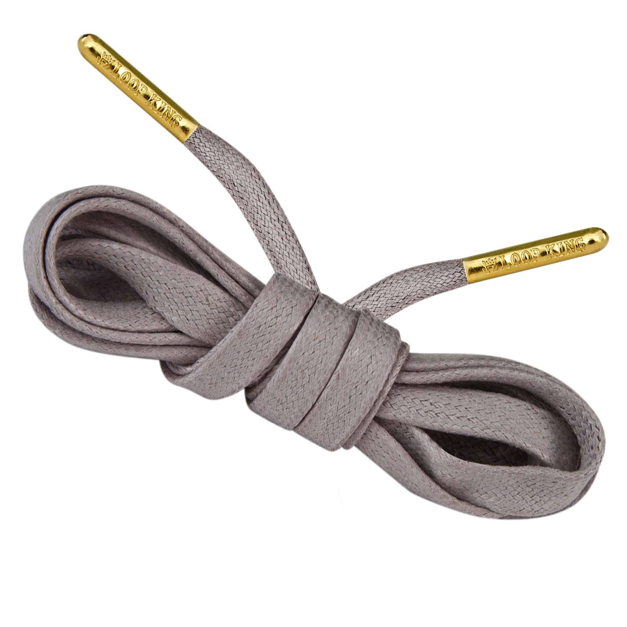 Loop King Laces Flat Waxed Shoe Laces with Metal Aglet Tips for Men ...