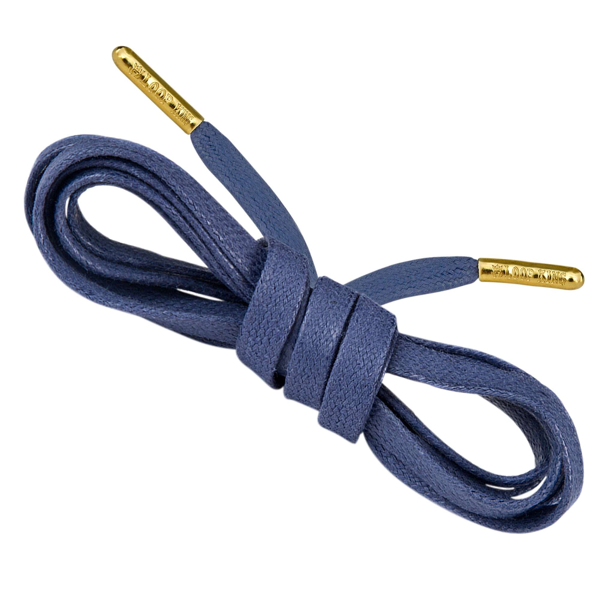 Loop King Laces Flat Waxed Shoe Laces with Metal Aglet Tips for Men ...