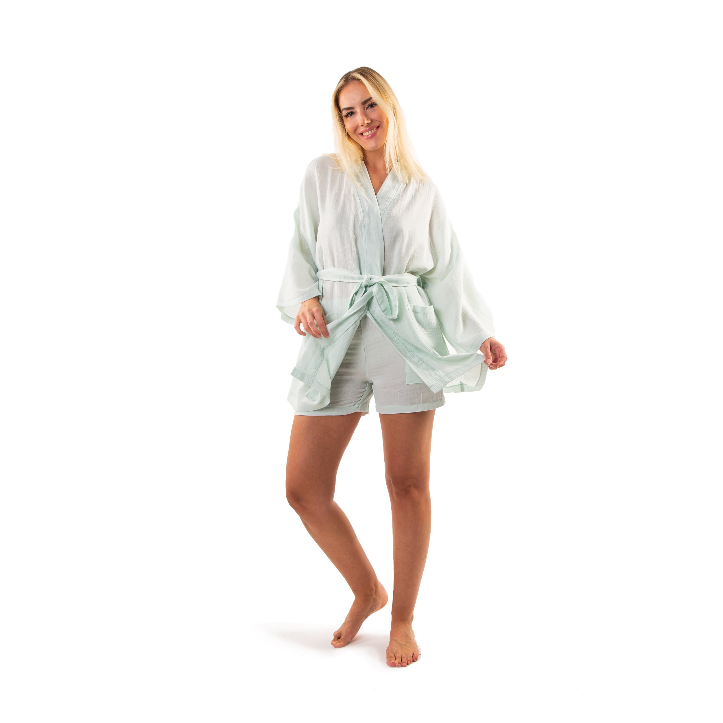 Loop Linen Muslin Robe With GIFT SHORT I Womens Muslin Robe Set For ...