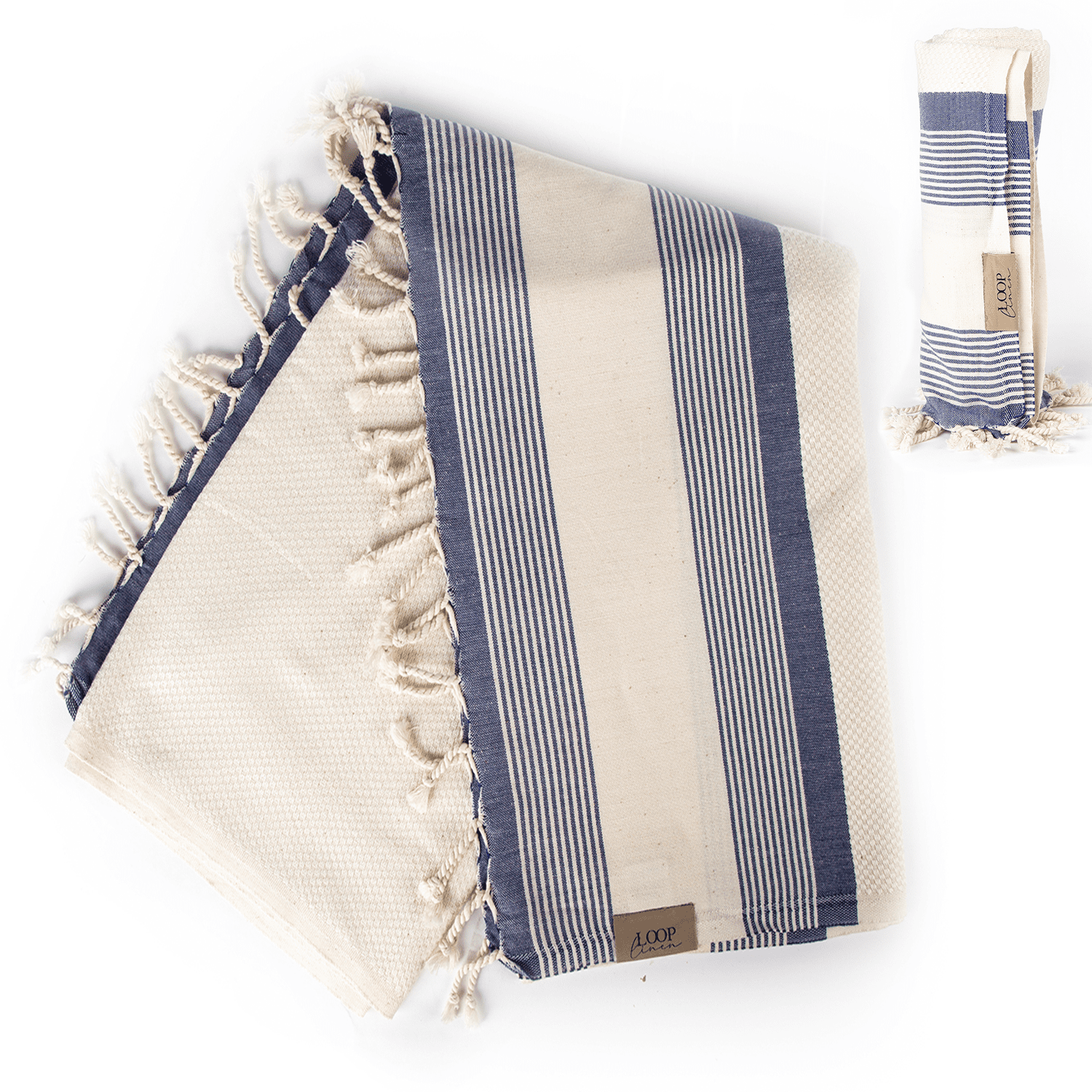 Loop Linen Striped Cotton & Bamboo Towel & Washcloth, D. Blue - Walmart.com