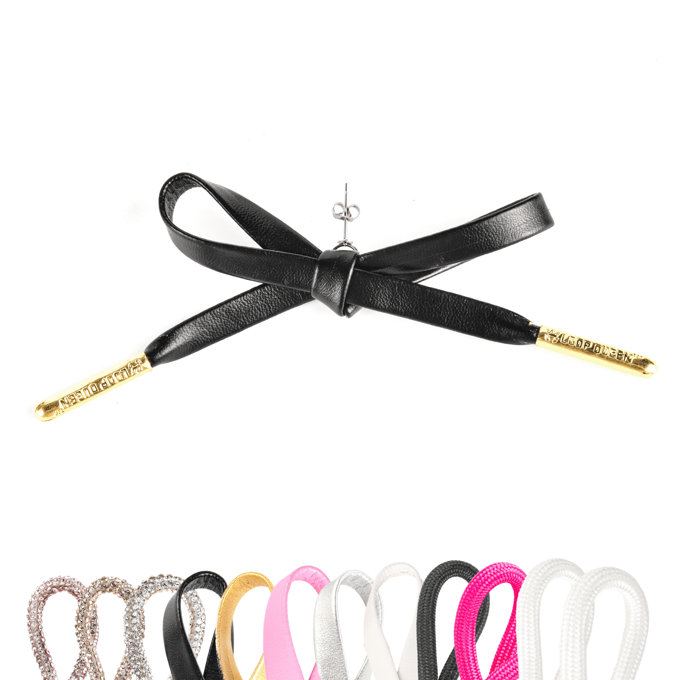 Loop Queen Premium Black Leather Shoe Lace Earrings - 1 Pair - Show Off ...