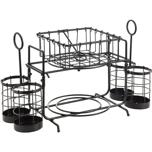 Loop & Wire Buffet Caddy Tabletop Organizer, Flatware Napkin And Plate ...