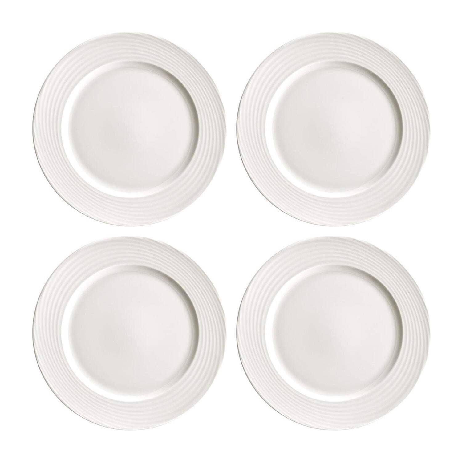 Loop dia.10.5" Round Warm White Porcelain Plate (Set of 4) - Walmart.com