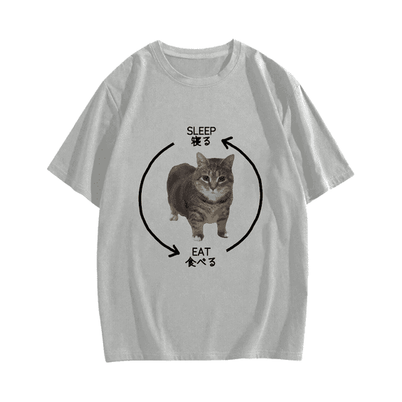 Loop meme cat Cotton casual T-shirt - Walmart.com