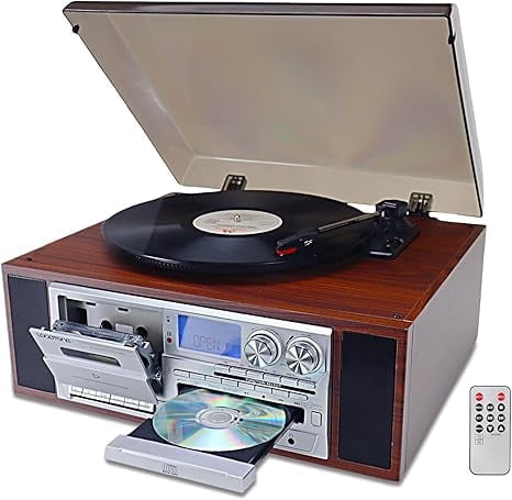 LoopTone 10 in 1 Vinyl Record Player 3 Speed Bluetooth Vintage ...