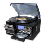 LoopTone Turntable, 3-Speed Vinyl Record Player, Bluetooth, CD Player ...