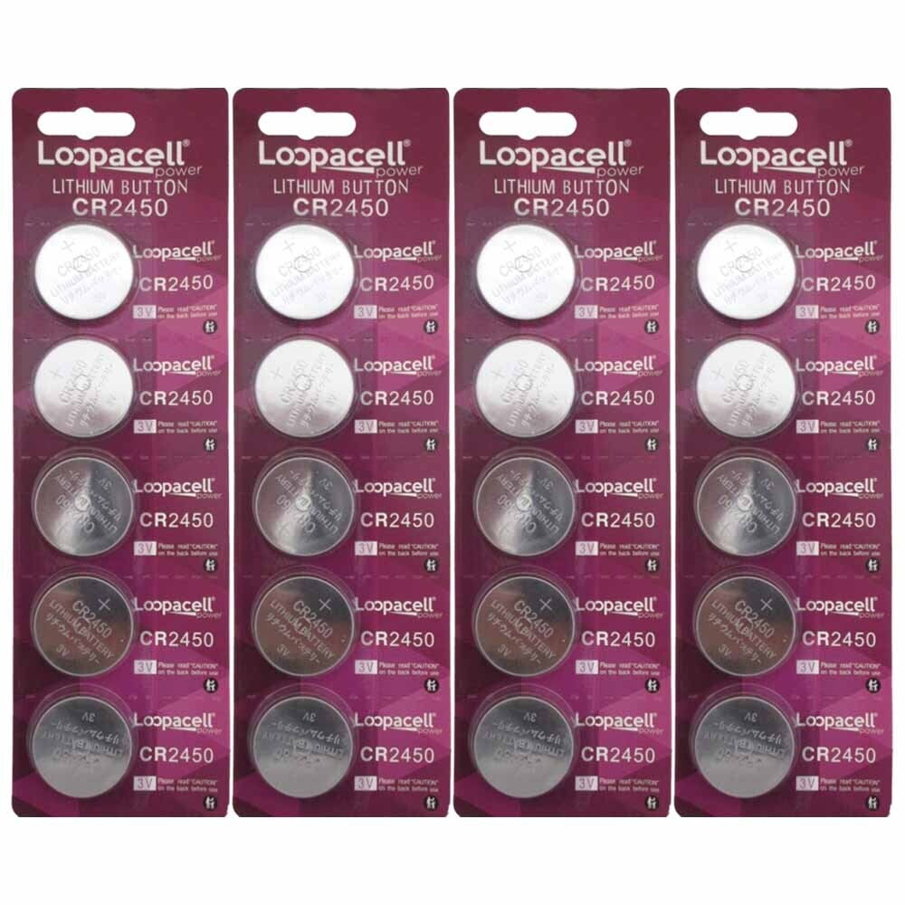 Loopacell CR2450 3V Lithium Round Small Cell Battery, Pack of 20 ...