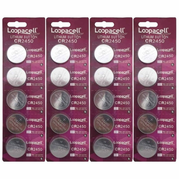 Loopacell CR2450 3V Lithium Round Small Cell Battery, Pack of 20 ...