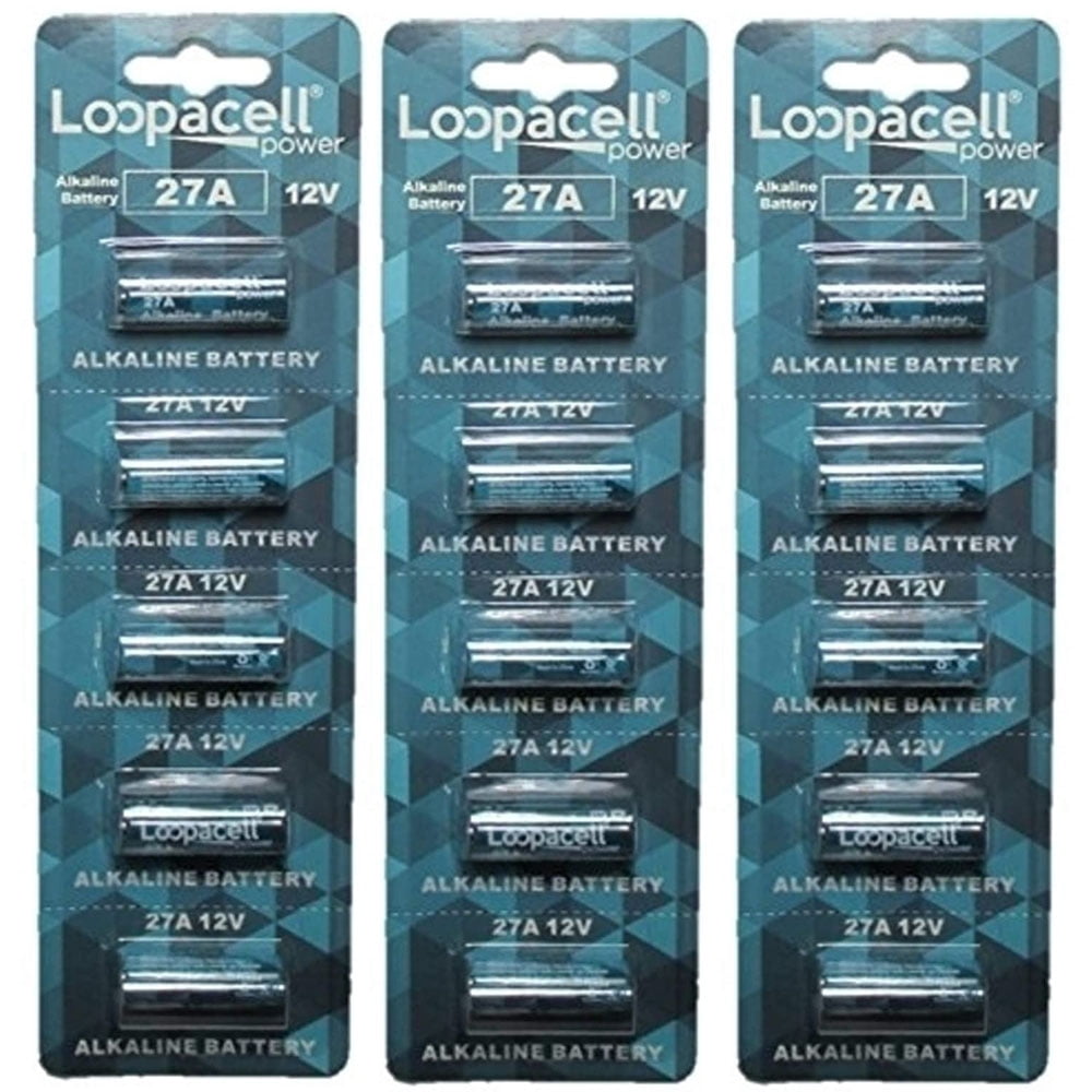 Loopacell A27 12V Battery MN27 27AE 23-279 GP27 27A 27GA Pack of 15 ...