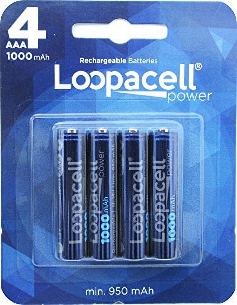 Loopacell AAA Ni-MH 1000mAh Rechargeable Batteries 4 Pack - Walmart ...