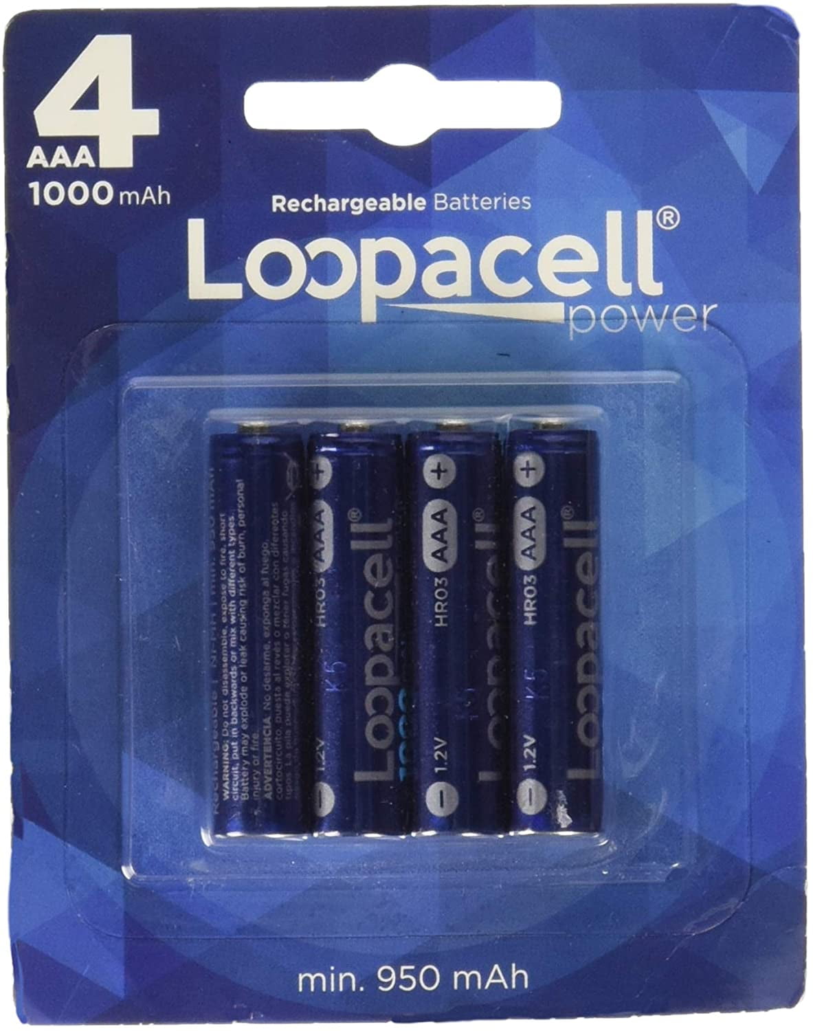 Loopacell AAA Ni-MH 1000mAh LSD Rechargeable Batteries, Pack of 4 ...