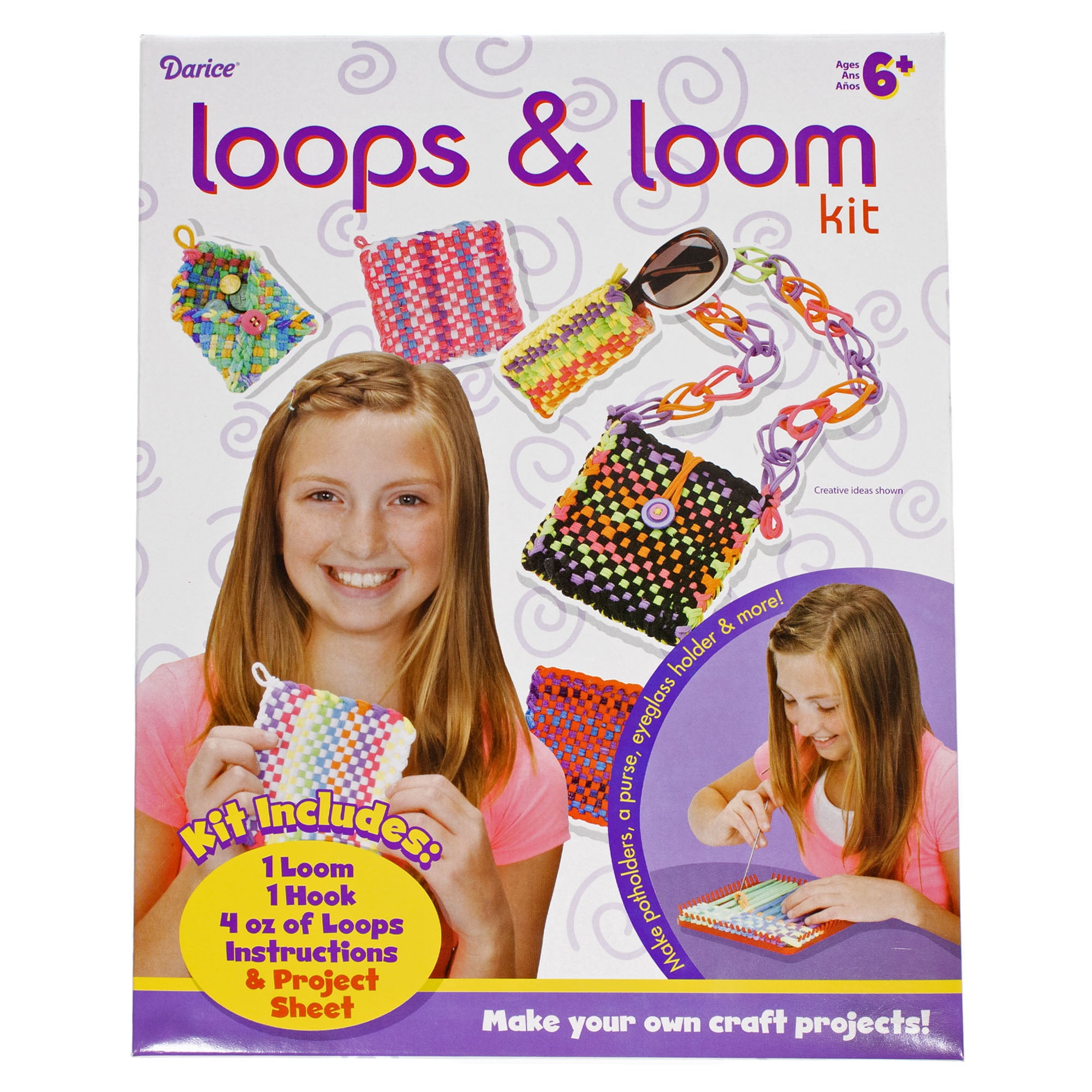Loops, Loom, and Hook Potholder Kit - Square Loom, Double-Sided Hook ...