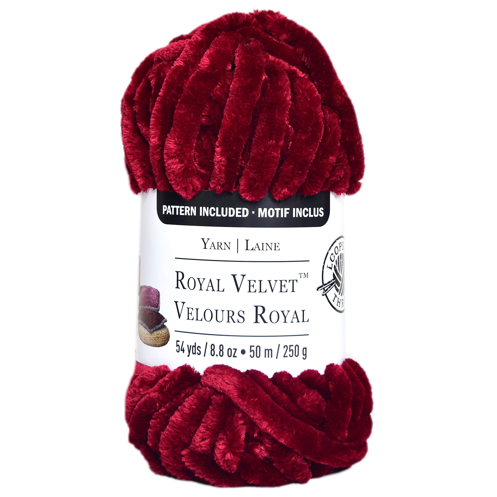 Loops & Threads Royal Velvet Yarn, Solid Wine Red, Jumbo Polyester ...