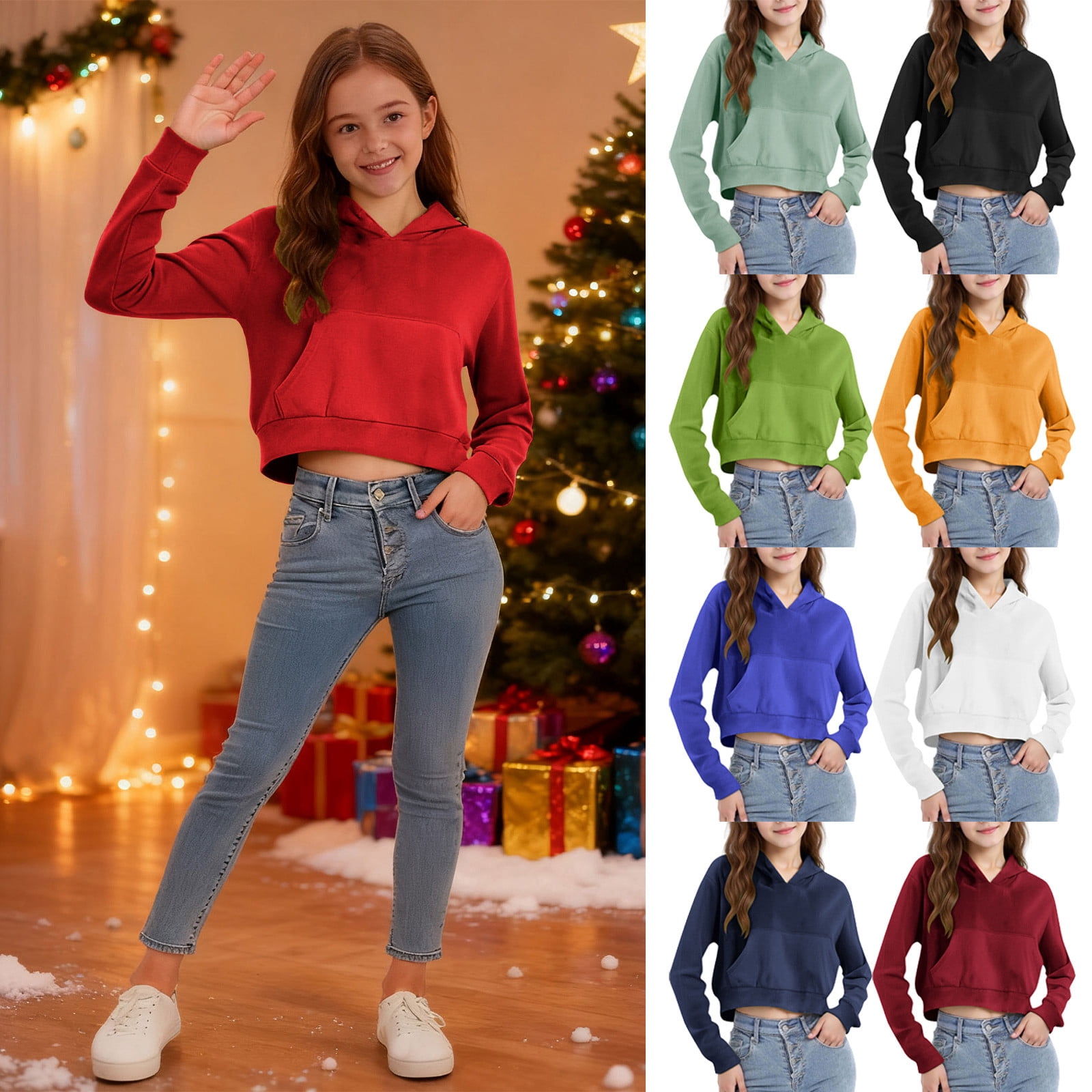 Loopsun Girls Hooded Sweatshirts, Toddler Girls Active Solid Long ...