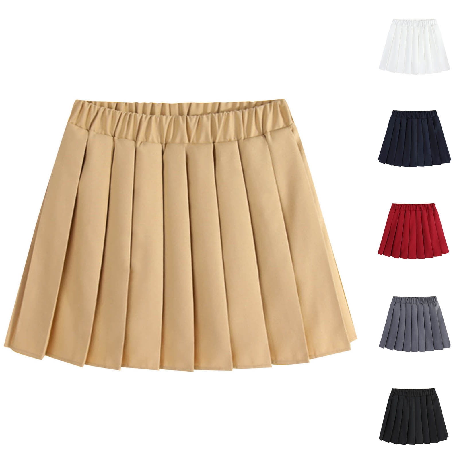Loopsun Girls Pleated Skirts, Children's Girls Casual Solid Pleated Short Skirt Red,14-15 Years ...