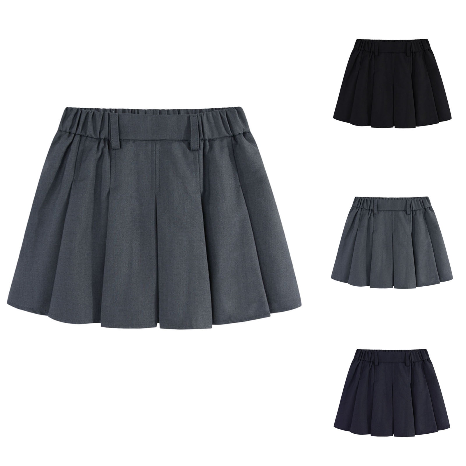 Loopsun Girls Pleated Skirts, Girls Solid Color Pleated Elastic Waist ...
