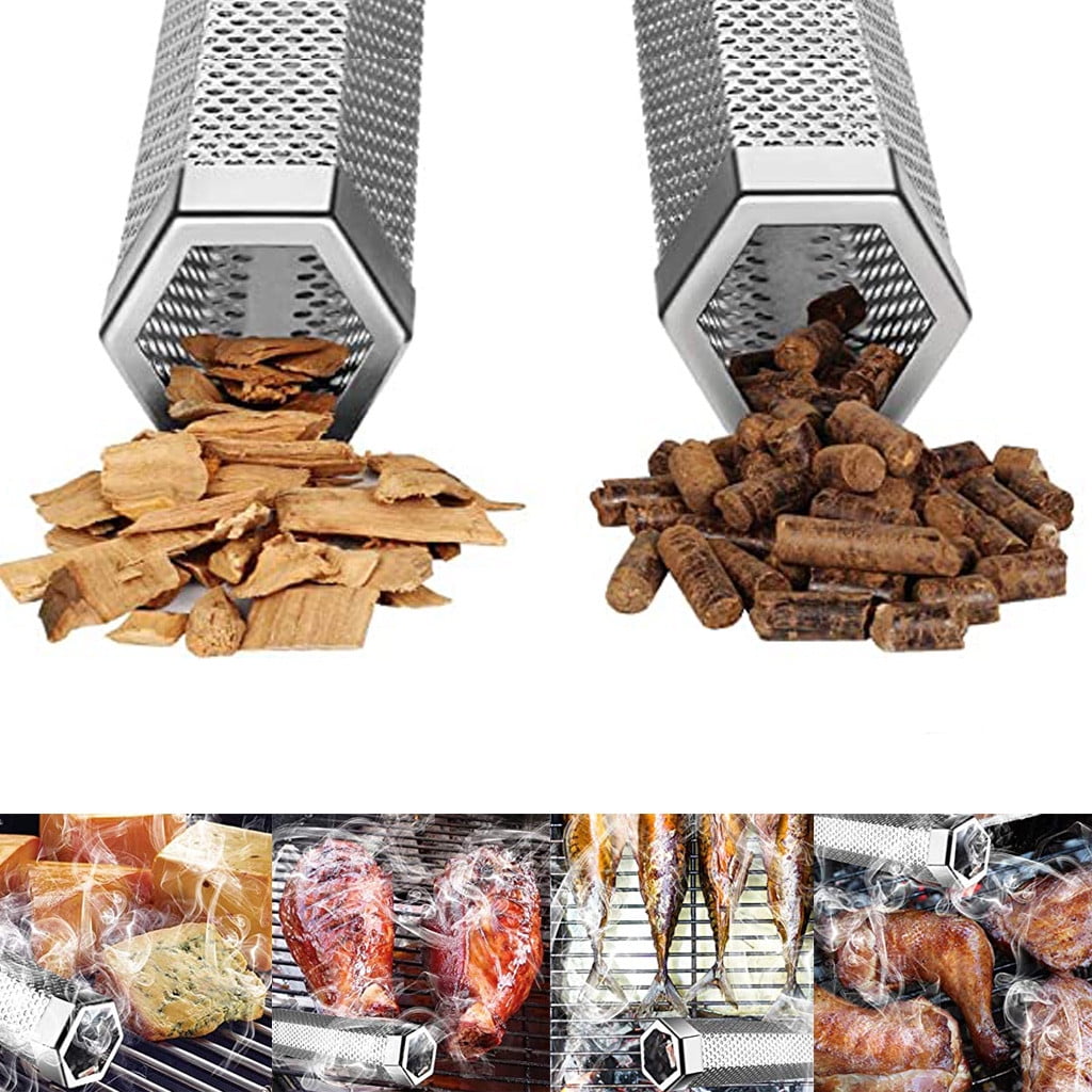 Loopsun Home Gadgets 12'' Hexagon BBQ Wood Pellet Tube Smoker Portable ...