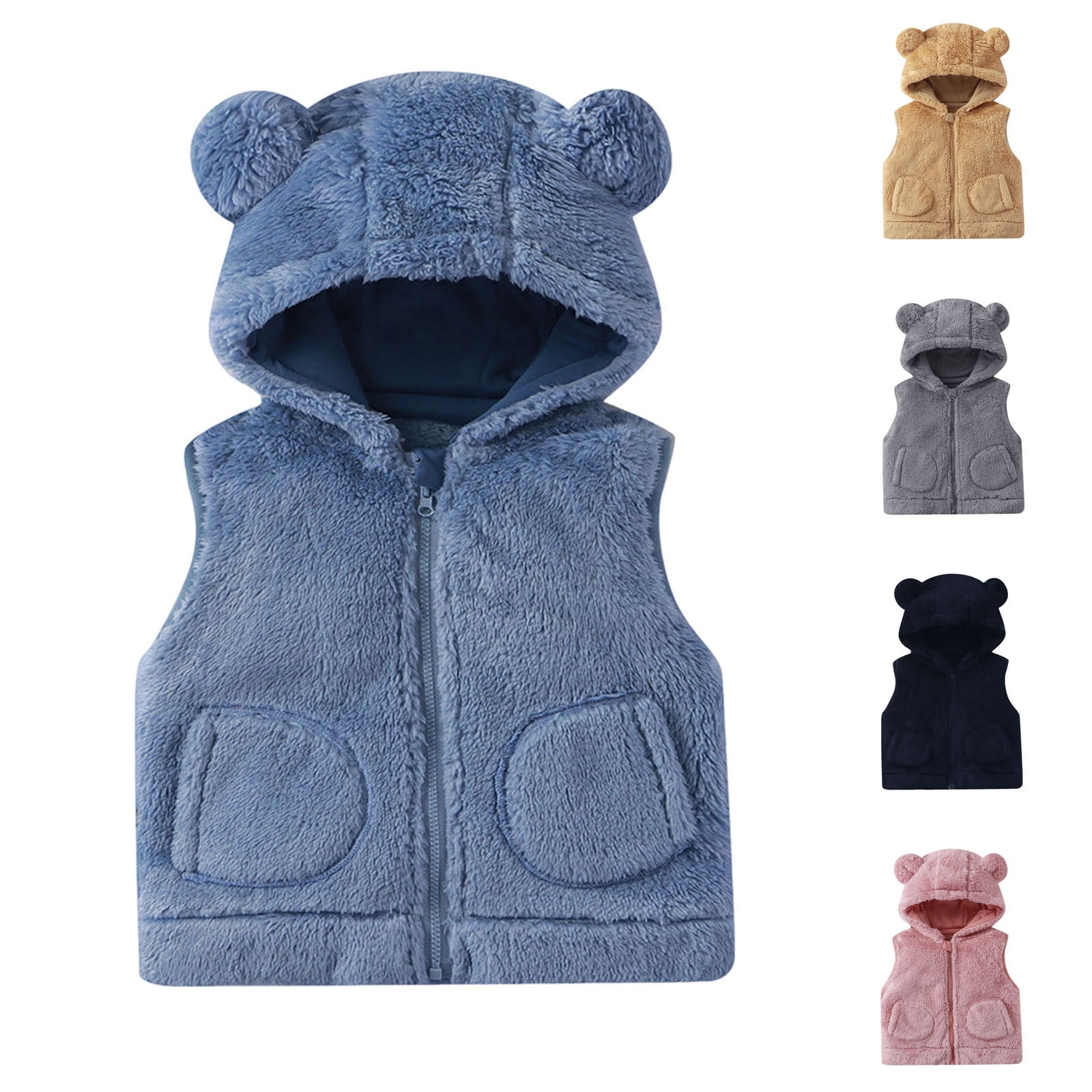 Loopsun Kids Fleece Vests, Kids Boys Girls Hooded Sleeveless Zip Warm ...