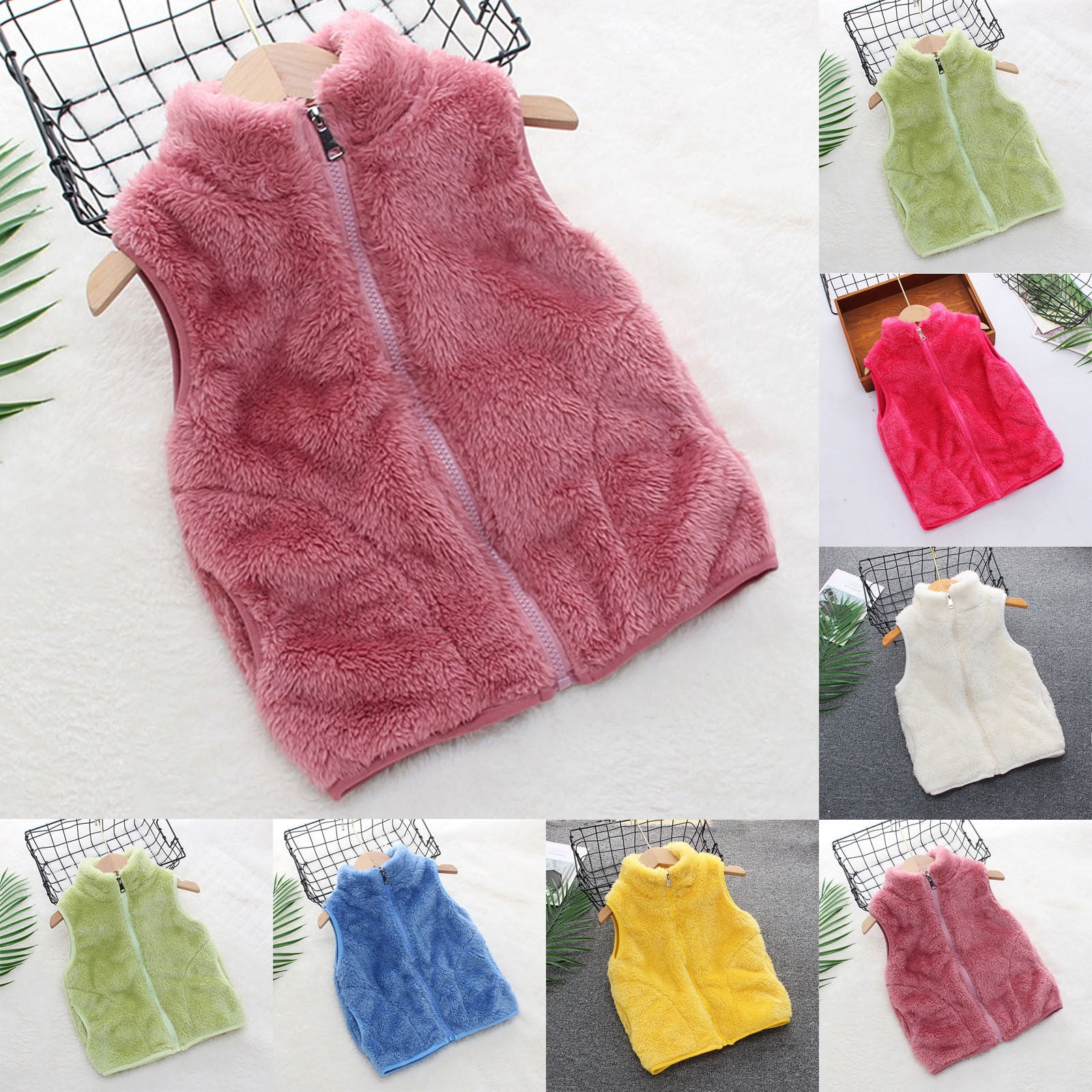 Loopsun Kids Fleece Vests, Kids Boys Girls Solid Fleece Zip Crew Neck ...