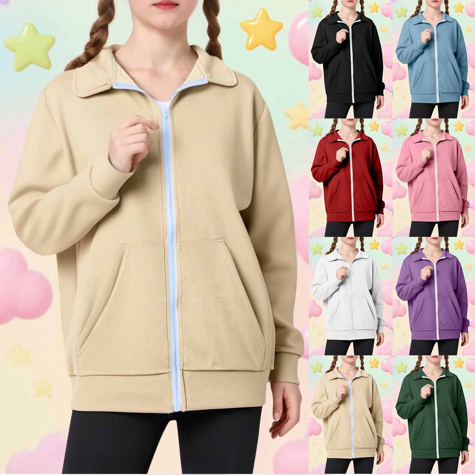 Loopsun Kids Hooded Jackets, Kids Boys Girls Fashion Loose Casual Solid ...