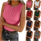 Loopsun Women Summer Tank Top V Neck Sleeveless Ribbed Texture Knit ...
