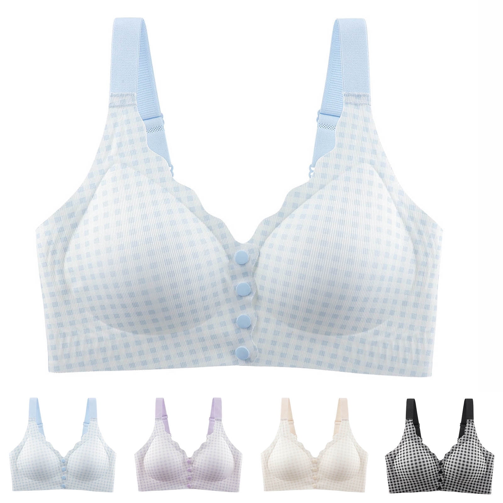 Loopsun Women's Bras Plus Size, Women's Thin Plaid Front Closure ...