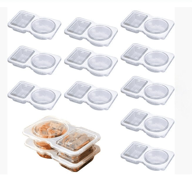 Loopunk 10 Sets Double Compartment Condiment Container With Lids ...