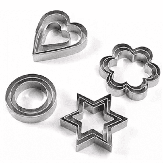 Loopunk 12 Sets-Heart, Star, Round, Flower, Stainless Steel Cookie ...