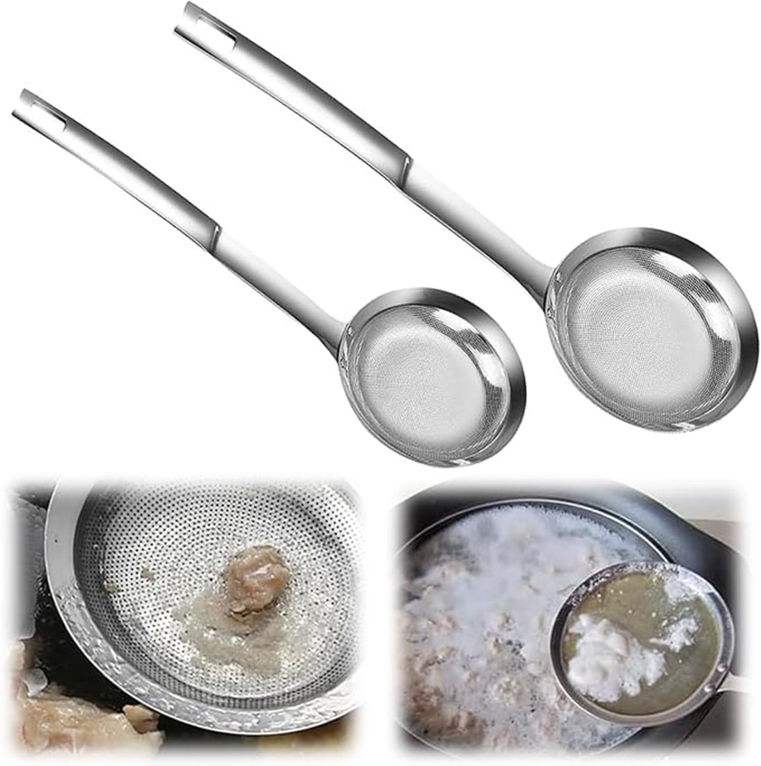 Loopunk 2Sets Stainless Steel Fine Mesh Strainer, Colander, Spoon ...