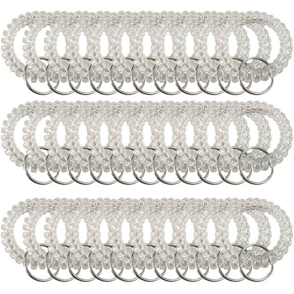 Loopunk 50 pcs Wristband Keychains, Plastic Coil Stretch Elastic Spring ...