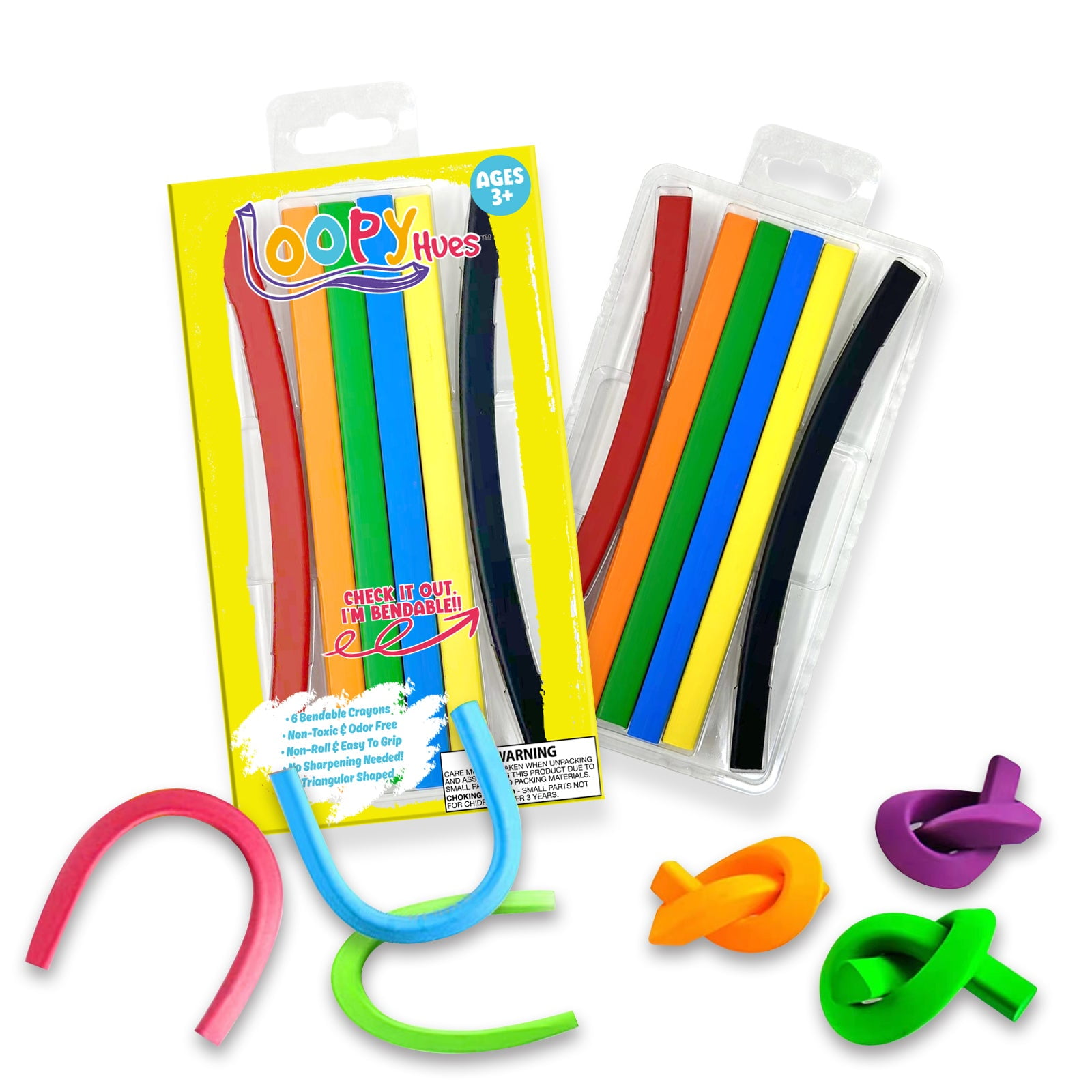 Loopy Hues Bendable Crayons for Kids Ages 3 +, Arts & Crafts, School ...
