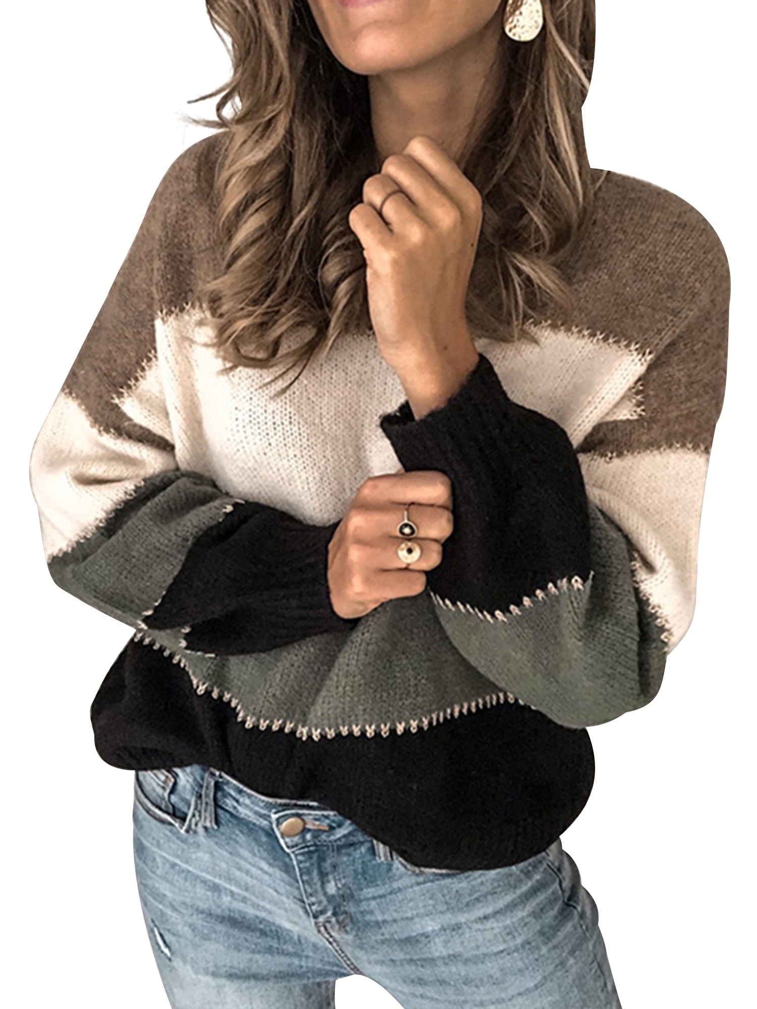 Loose Autumn Winter Striped Sweater Women Pullover Thick Ladies ...