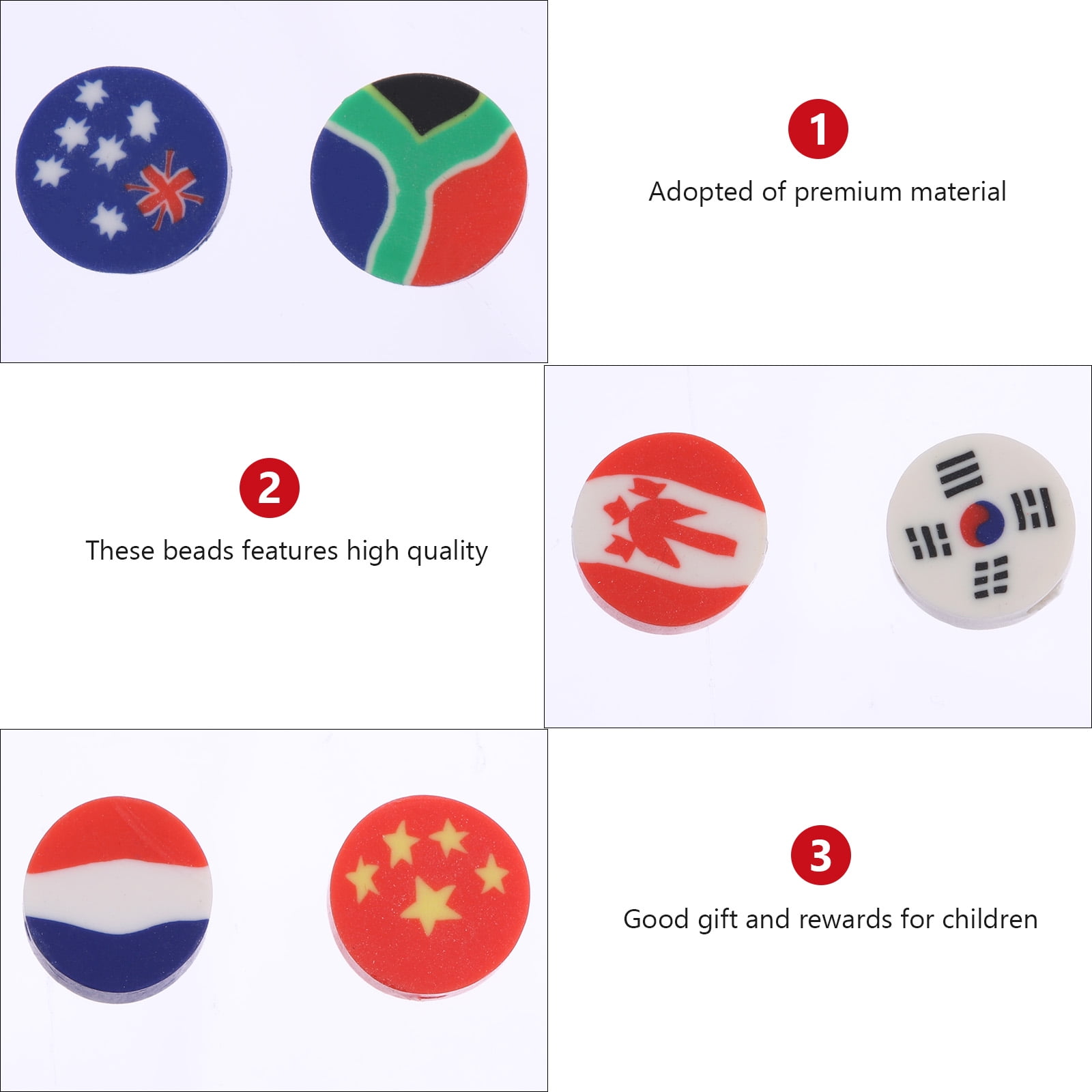 Clispeed DIY National Flags Loose Beads Assorted Color Polymer Clay ...