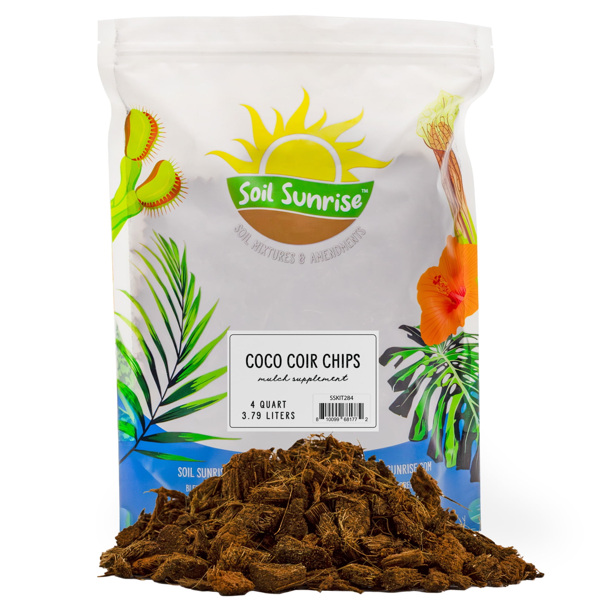 Loose Coco Coir Chips Mulch and Soil Amendment (4 Quarts); Premium ...