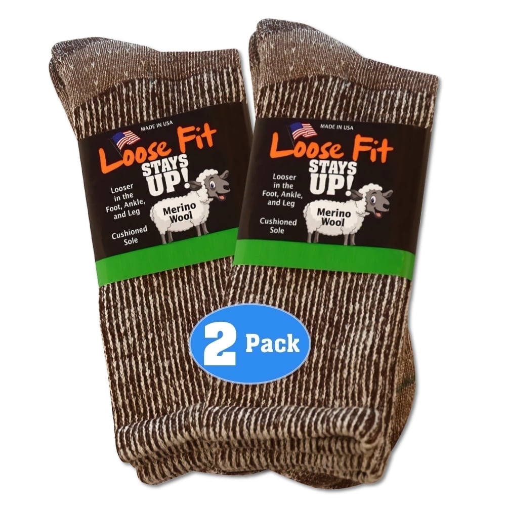 Loose Fit Stays Up Marled Merino Wool Men's and Women's Sock (Pack of 2 ...