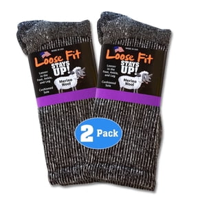Loose Fit Stays Up Solid Merino Wool Men's and Women's Sock (Pack of 2 ...