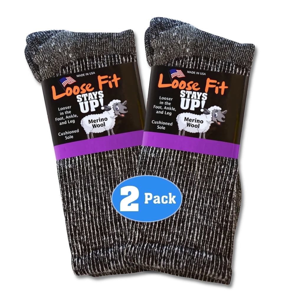 Loose Fit Stays Up Marled Merino Wool Men's and Women's Sock (Pack of 2 ...