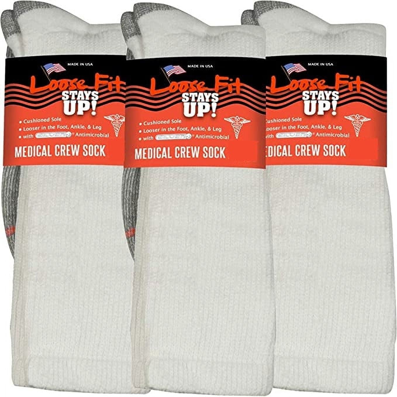 Loose Fit Stays Up Men's and Women's Medical Socks (Pack of 3) Made in ...