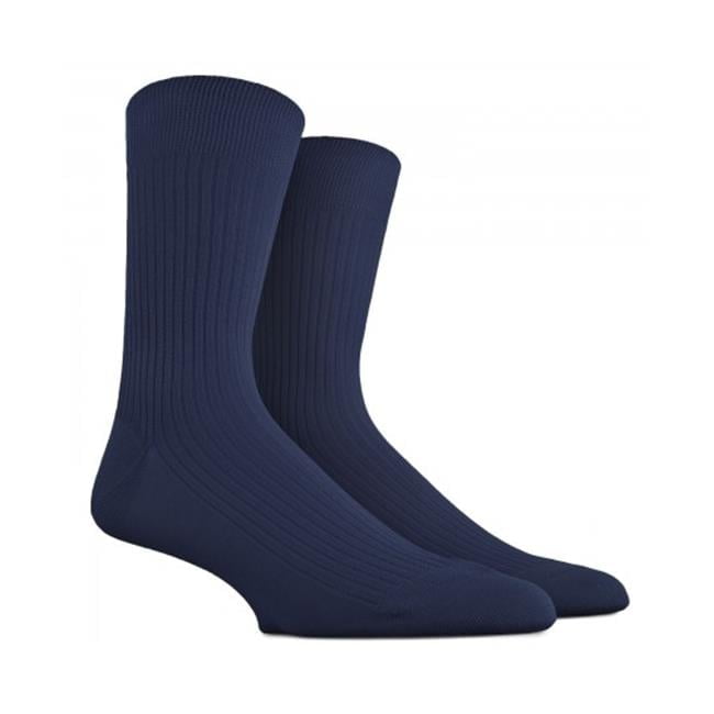 Loose Fit Stays Up No.522 Navy Merino Wool Crew Sock, Navy - Extra ...