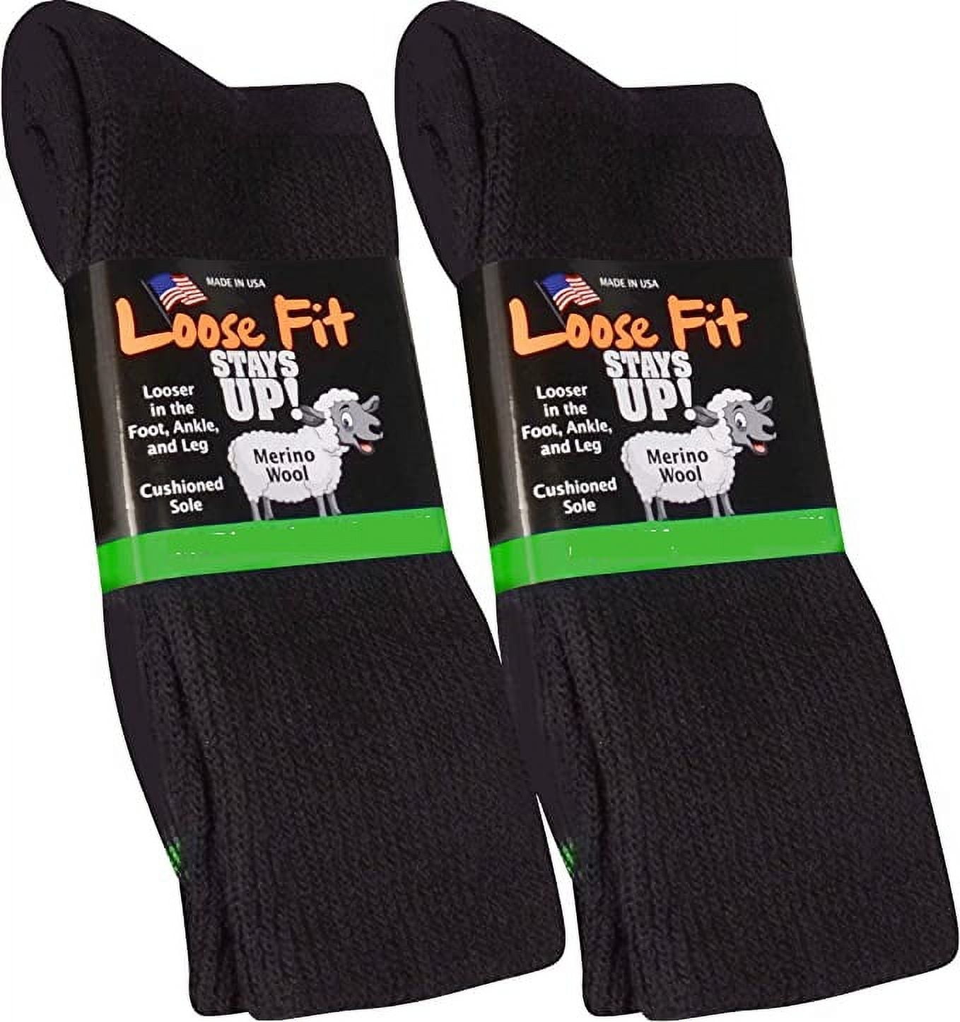 Loose Fit Stays Up Solid Merino Wool Men's and Women's Sock (Pack of 2 ...