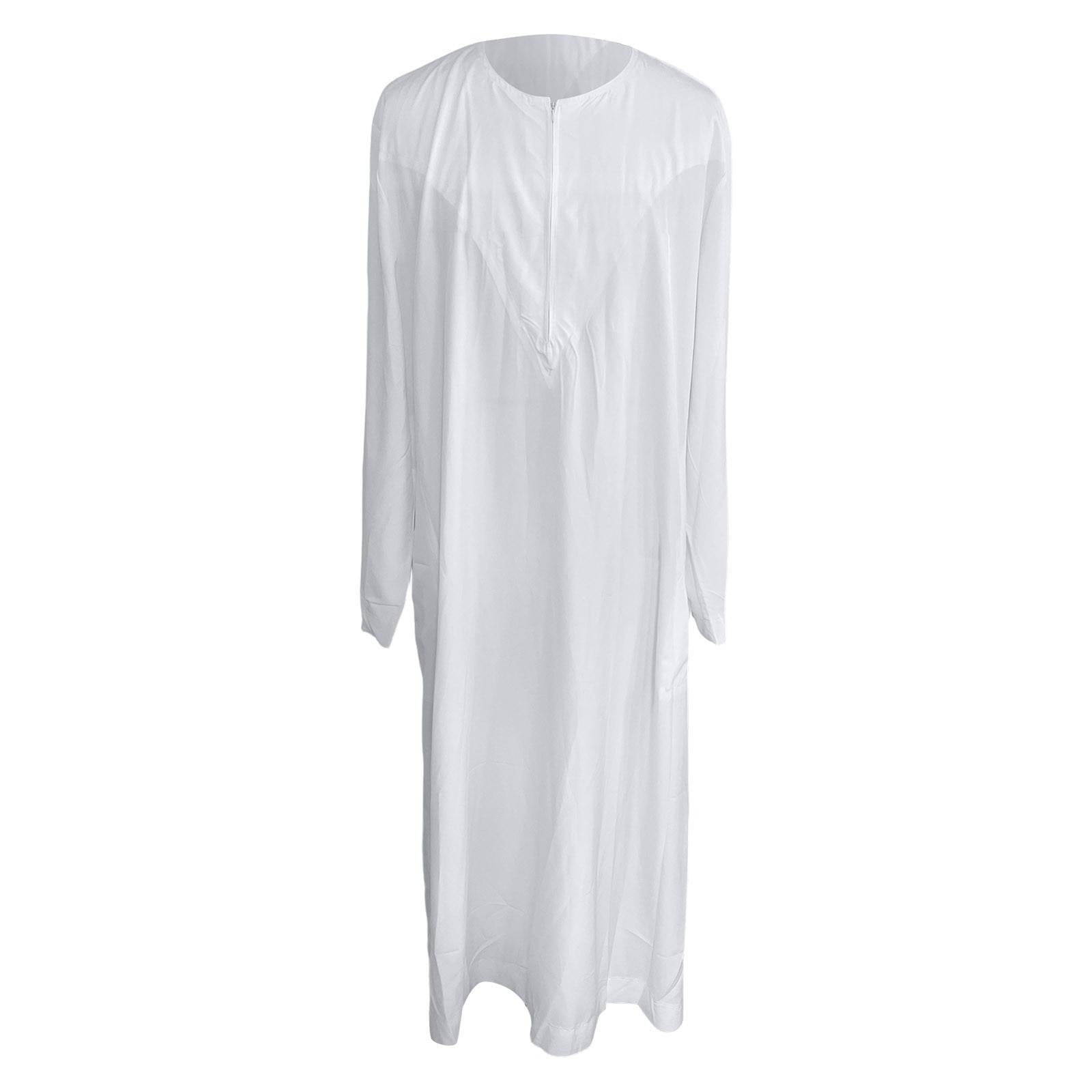 Loose Fitting Middle Long Sleeve Round Neck Robe, Solid Color Men's ...