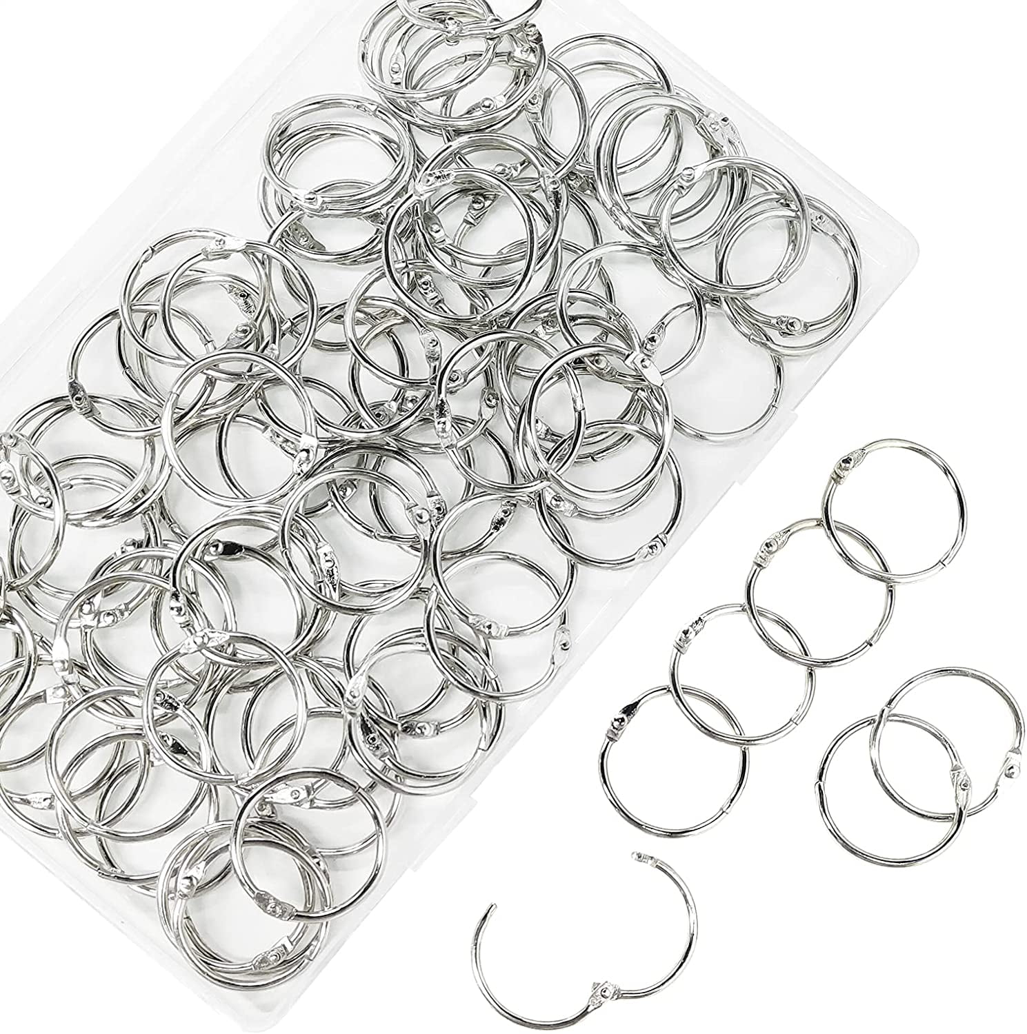 Loose Leaf Binder Rings 1-Inch（100 Pack） Office Book Rings, Nickel ...