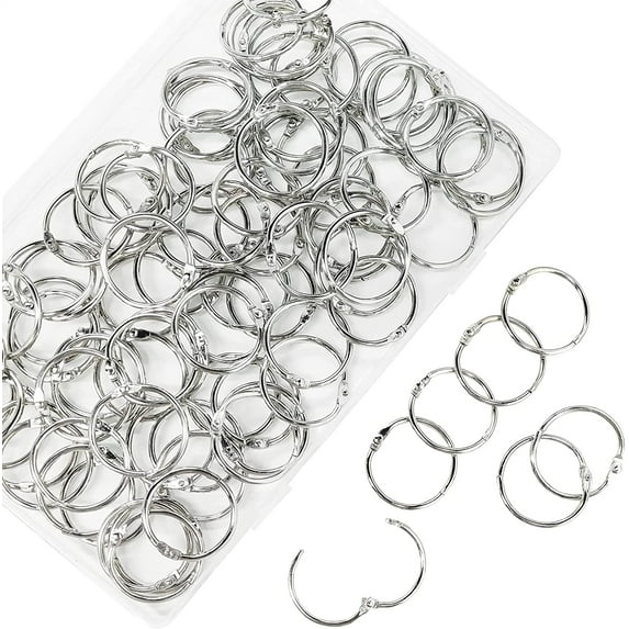 Loose Leaf Binder Rings 1-Inch（100 Pack） Office Book Rings, Nickel ...