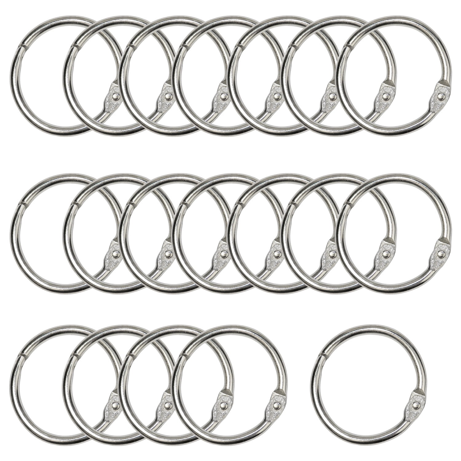 Loose Leaf Binder Rings (1 Inch) Metal Book Rings Nickel Plated Silver ...