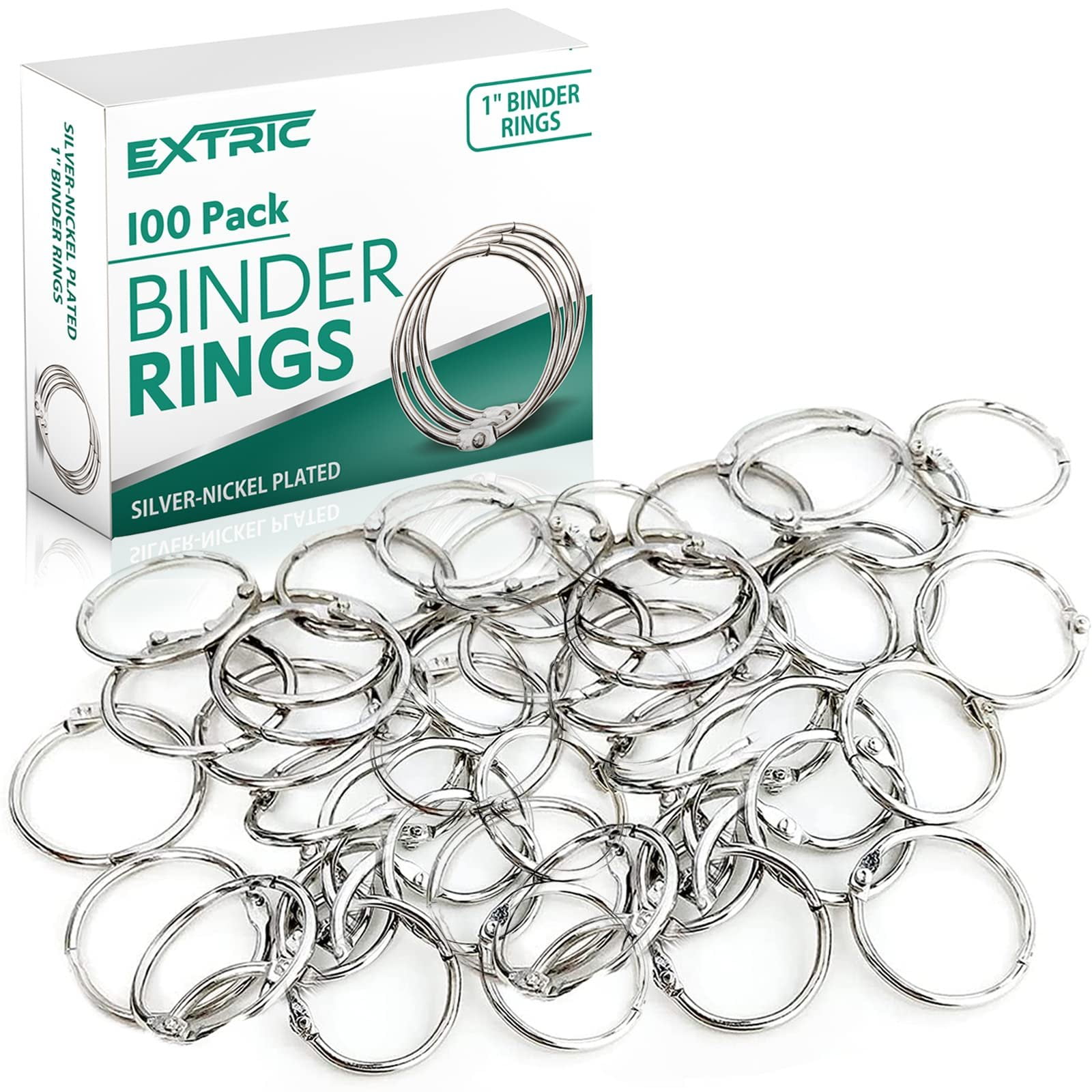 Loose Leaf Binder Rings 1 Inch, Metal Book Rings for Index Cards 100 ...