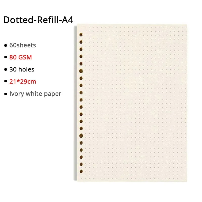 Loose Leaf Notebook A5/B5/A4 Ring Binder Dairy Paper Refill 60 Sheets ...