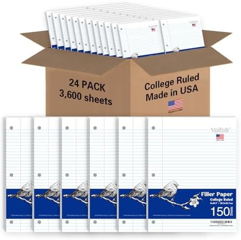 Loose Leaf Notebook Paper, 8"x10-1/2" College Ruled Lined Paper, 3 Hole ...