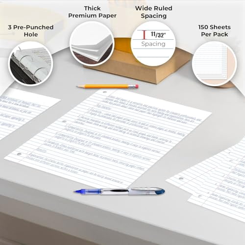 Loose Leaf Paper Bulk, 3600 Sheets, Wide Ruled, 8 x 10.5", Bulk Filler ...